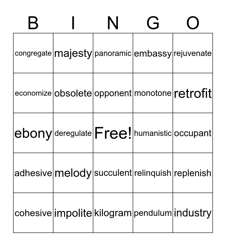 Mixed syllable words Bingo Card