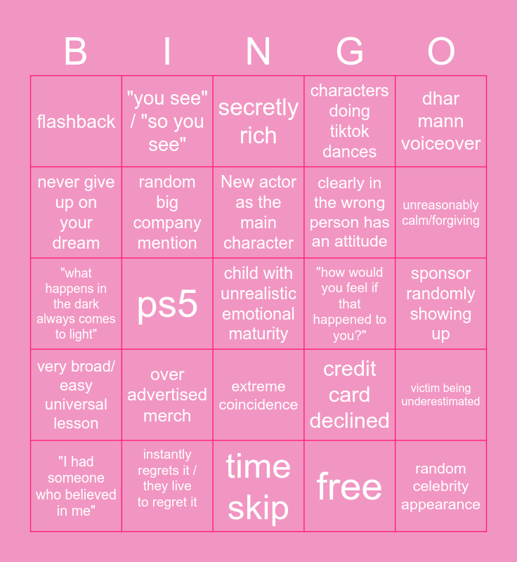 dharr man bingo Card