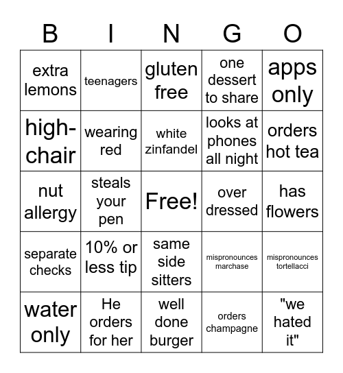 Server Bingo! Bingo Card