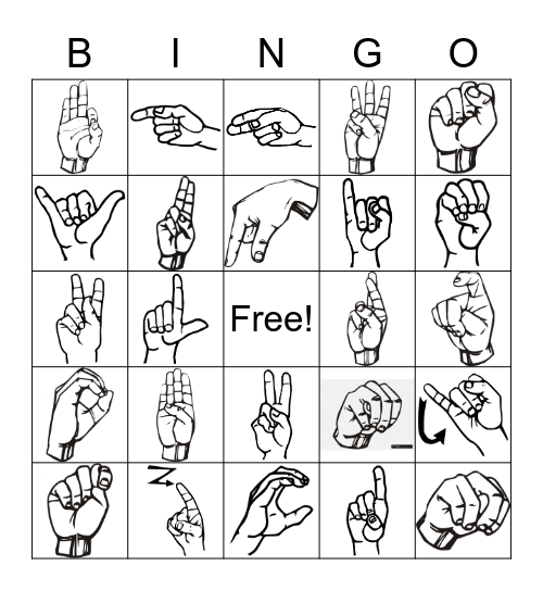 ASL Alphabet Bingo Card