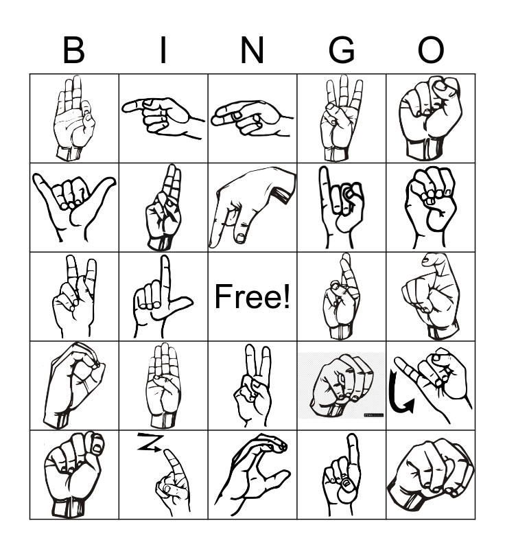 ASL Alphabet Bingo Card