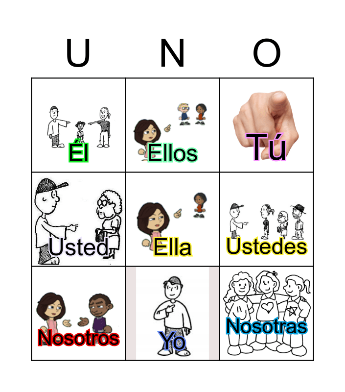 Subject Pronouns Bingo Card