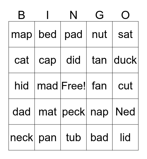 Word Family Card Game