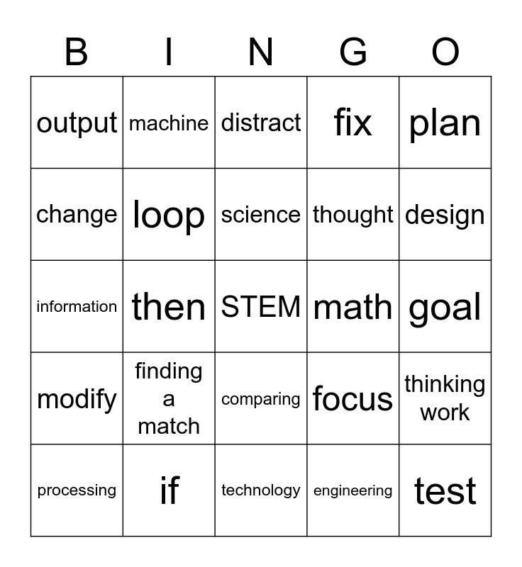 STEM BINGO Card
