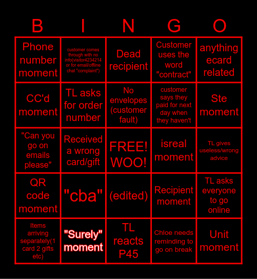 MP Bingo Card