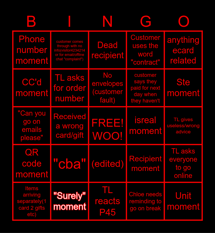 MP Bingo Card