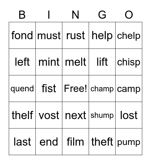 Barton Book 3 Lesson 1 Read These Words Bingo Card