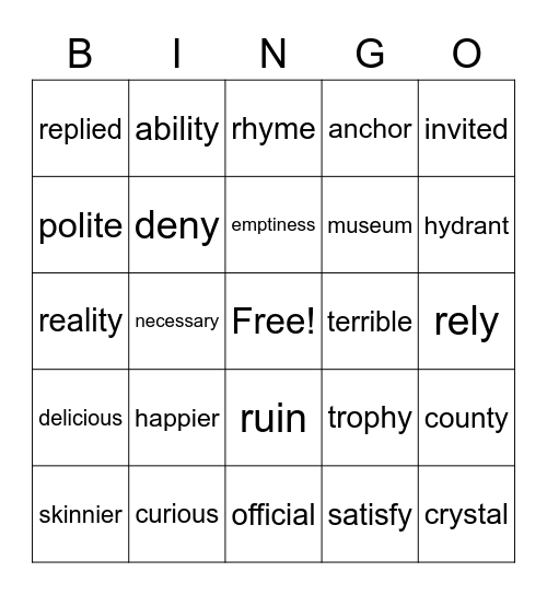 2 Red Bingo Card