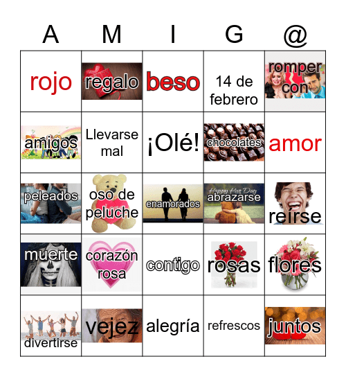 Fiesta y San Valentín Bingo Card