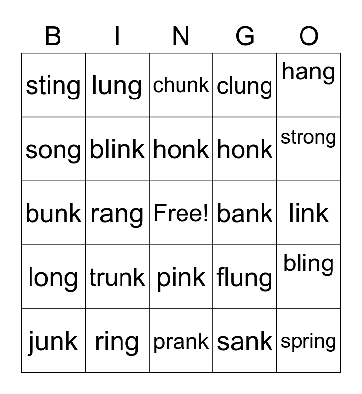 Glued Sounds Bingo Card