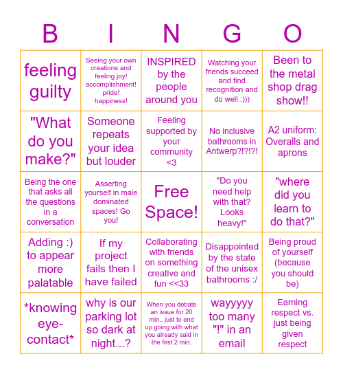 Forging Femme(and more)-ships! Bingo Card