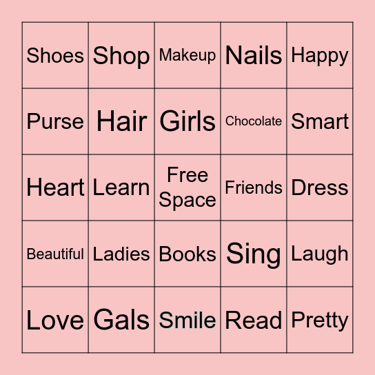 Girls Night Out Bingo Card