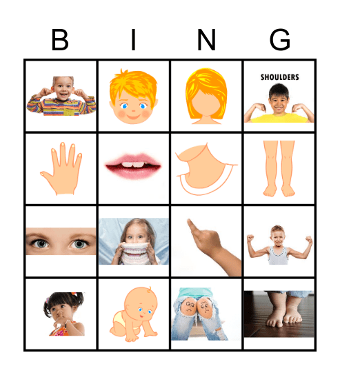 Head, shoulders, knees and toes Bingo Card