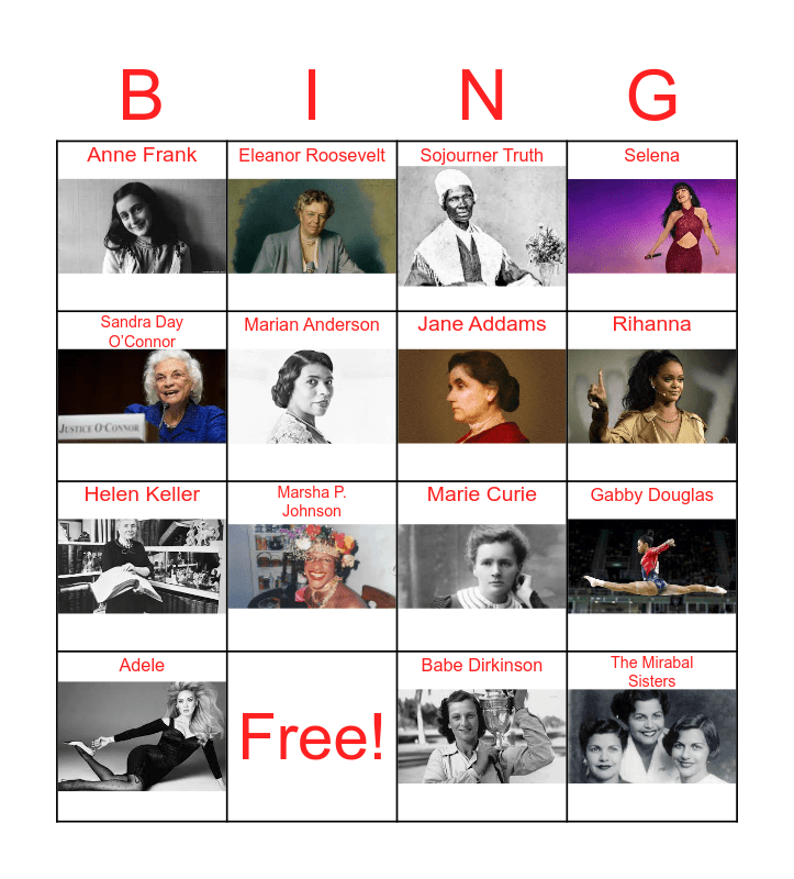 INFLUENTIAL WOMEN Bingo Card