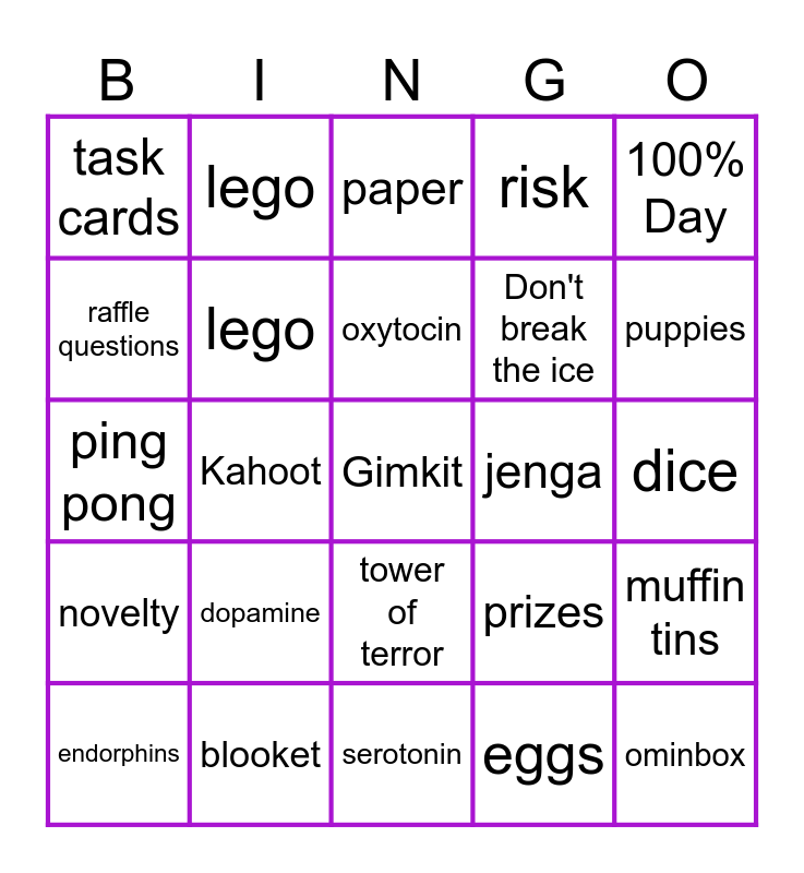 Come on Down Bingo Card
