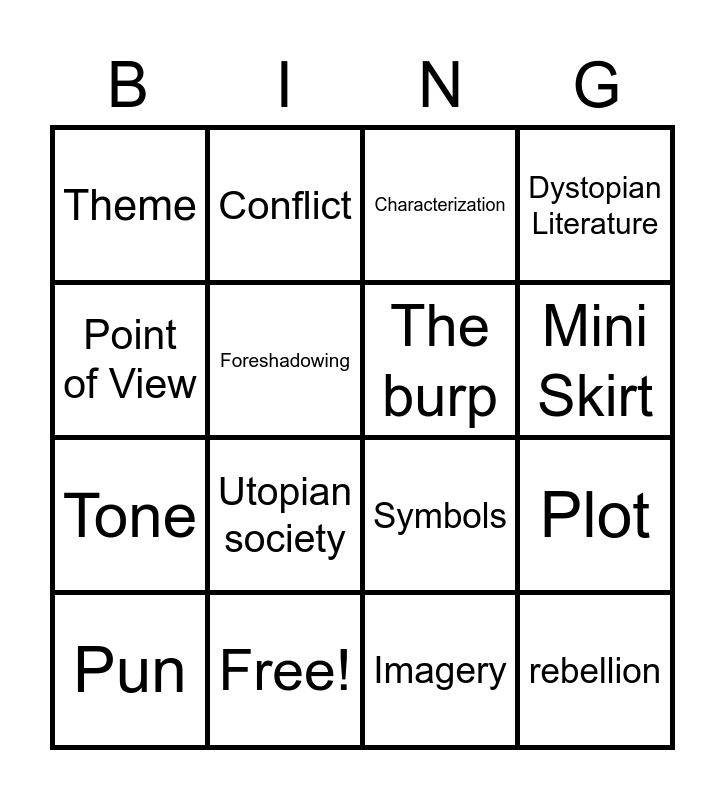 Short Story Bingo 1 Bingo Card