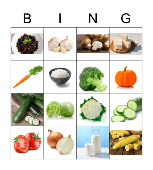 Vegetales en Espanol Bingo Card