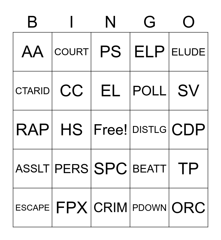 On-View Bingo Card