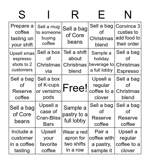 Barista's Brew Bingo Card