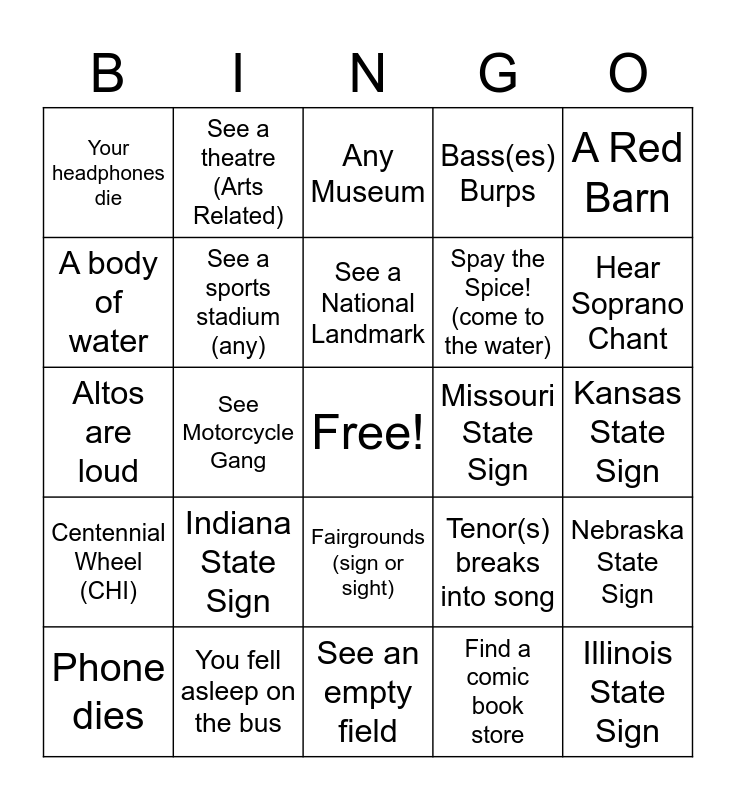 Midwest Bingo!!! Bingo Card