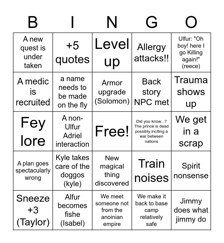 Maid Monday Madness Bingo Card