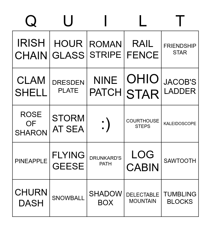 QUILT BLOCKS Bingo Card