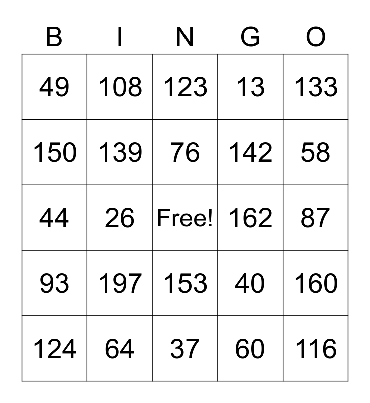 The Big (and Little) One Bingo Card