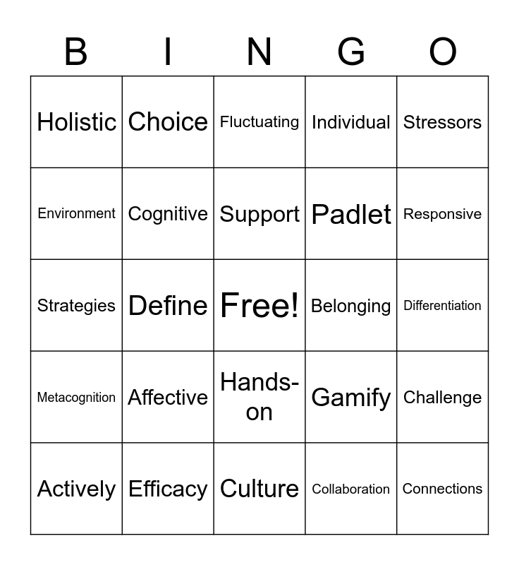 Student Engagement Bingo Card