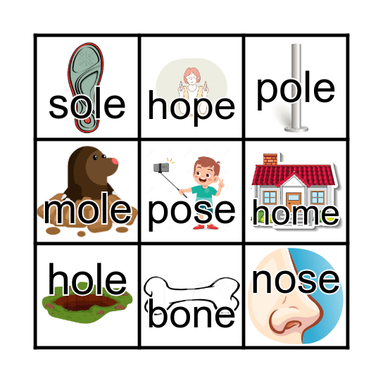 Phonics 3 unit 5 Bingo Card