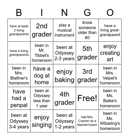 Be The Good: Elderly Bingo Card