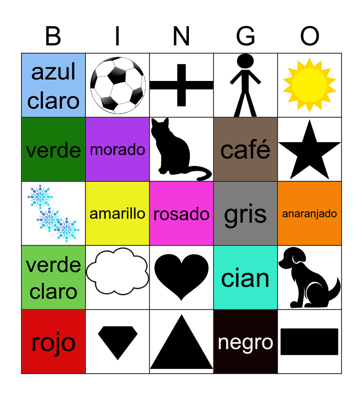 Los Colores y Las Formas Bingo Card
