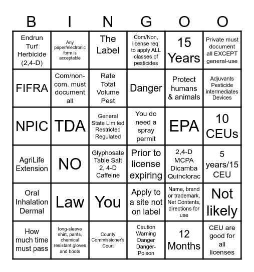 Laws & Regs2 Bingo Card