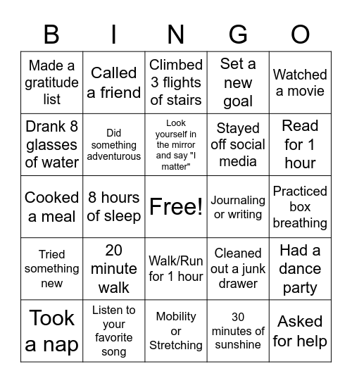 March Into Spring! Bingo Card