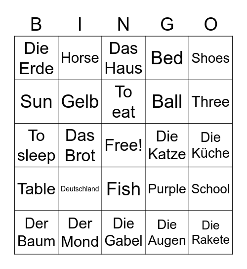 Bilingual Bingo Card