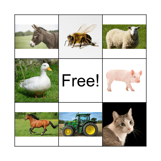 Sounds on the Farm Bingo Card