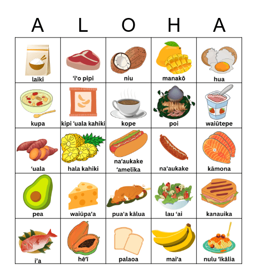 Ke ʻai nei ʻoe i ka meaʻai? Bingo Card