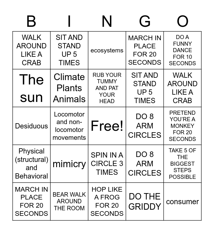 BIOMES, ECOSYSTEMS, ADAPTATIONS Bingo Card