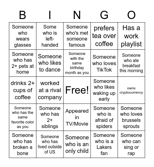 Human Bingo Card