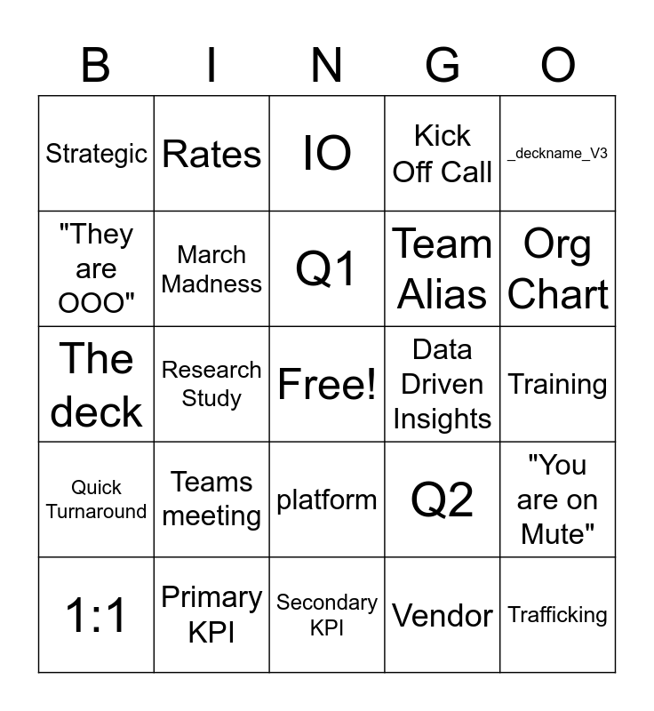 Week 1 + 2 of March Bingo Card Bingo Card
