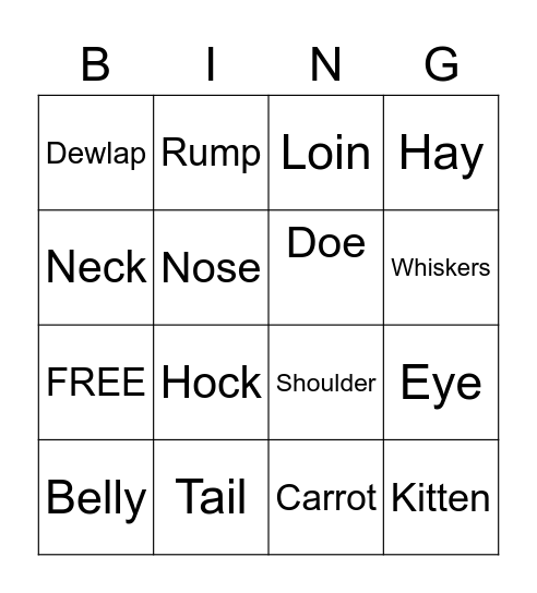 BUNNY BINGO Card