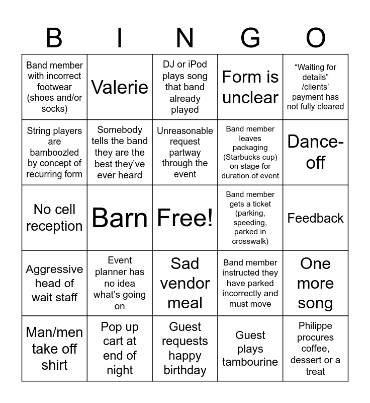 SSB BINGO Card