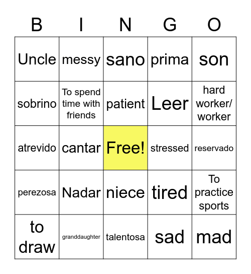 Unit 1 Bingo Card
