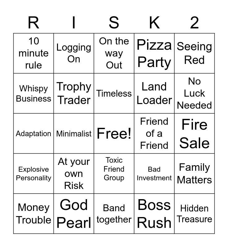 Risk of Rain 2 Scavenger Bingo Card