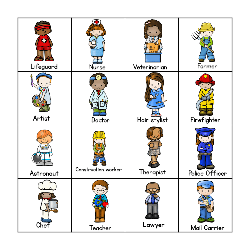 Community Helpers BINGO Card