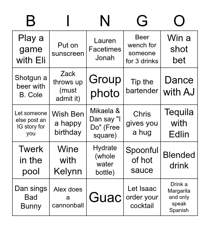 Crew Bingo - PV Edition Bingo Card