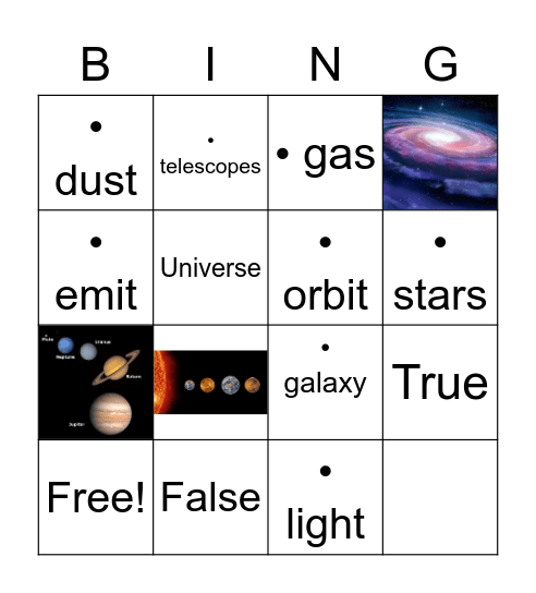 Galaxy 23 Bingo Card