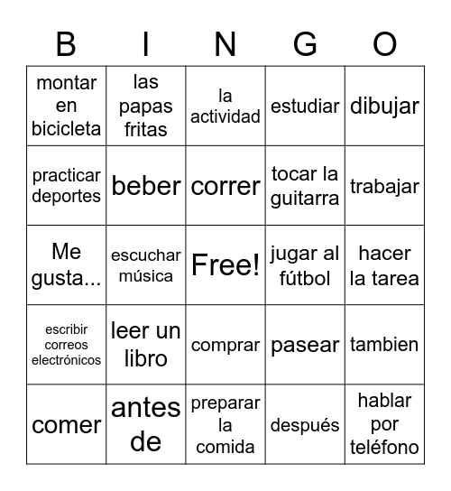 Avancemos 1 Unidad 1.1 Bingo Card