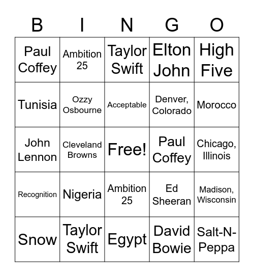 Employee Appreciation Week BINGO! Bingo Card