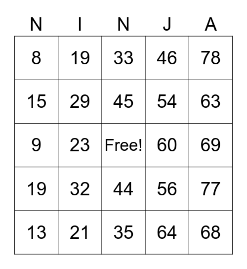 Adrenaline Monkey Bingo Card