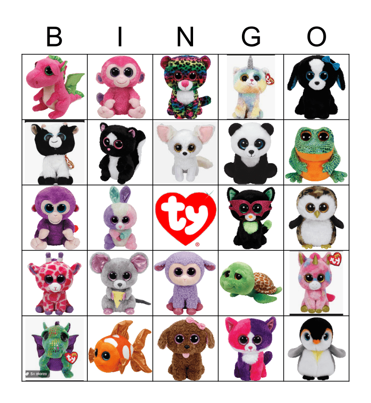 beanie boo bingo 480 Bingo Card